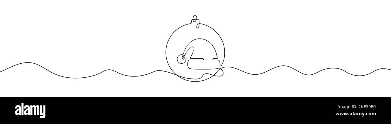 Merry Christmas decoration element. Line art design. Continuous one ...