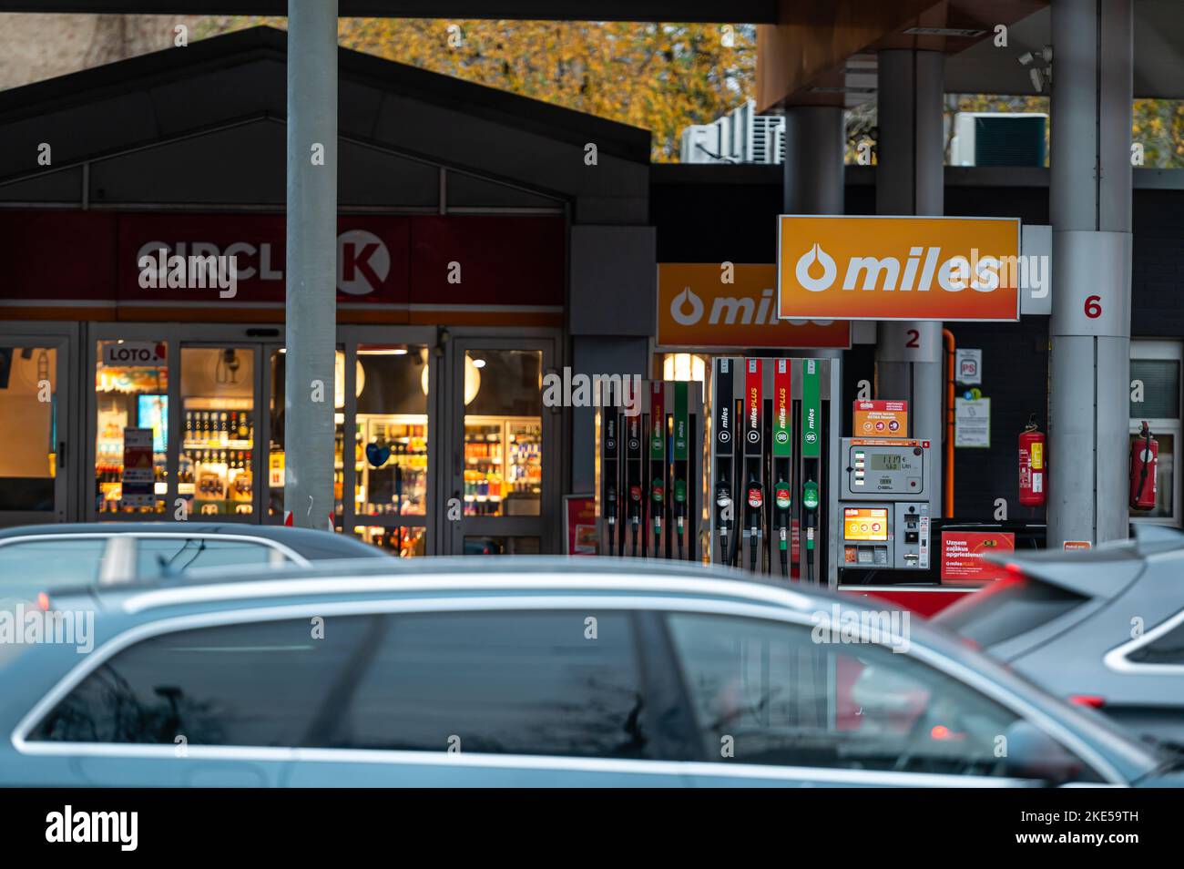 Riga, Latvia - November 4, 2022: A Circle K gas station on the side of ...