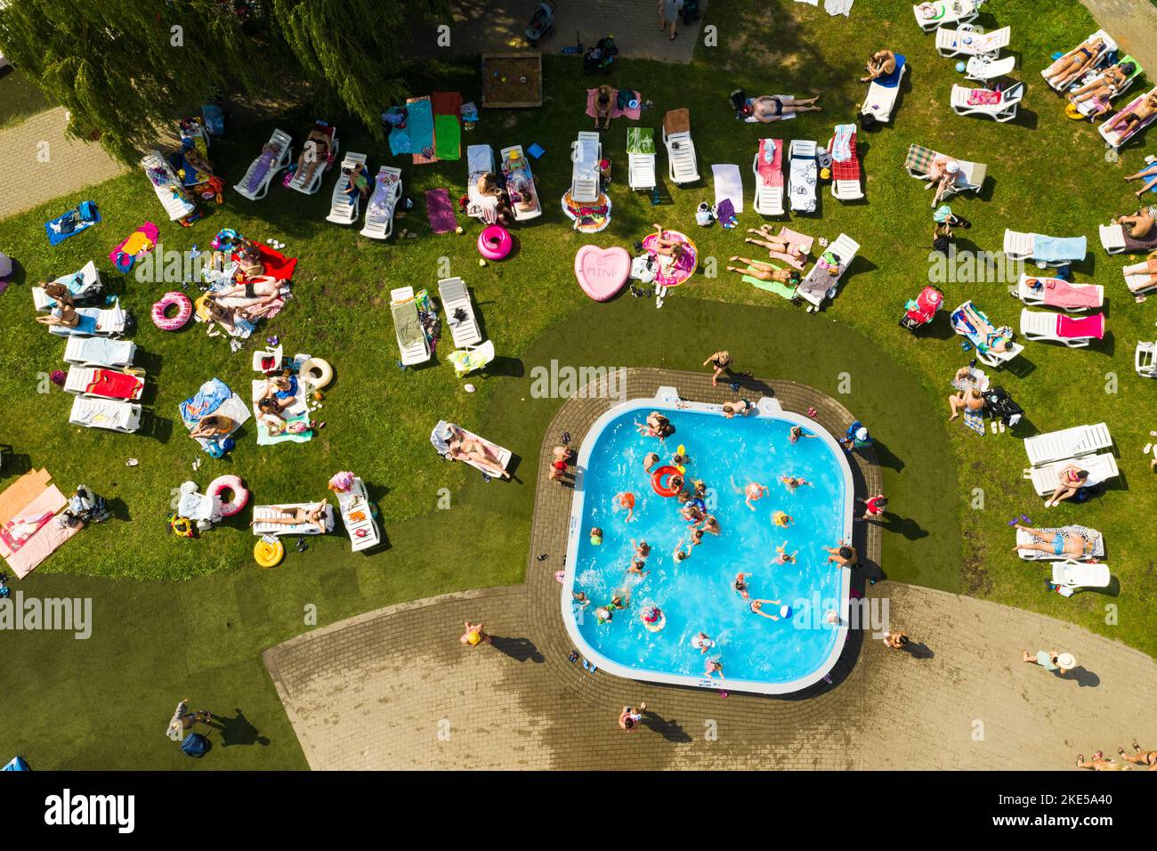 Top view of an outdoor place for people to relax where there is a ...