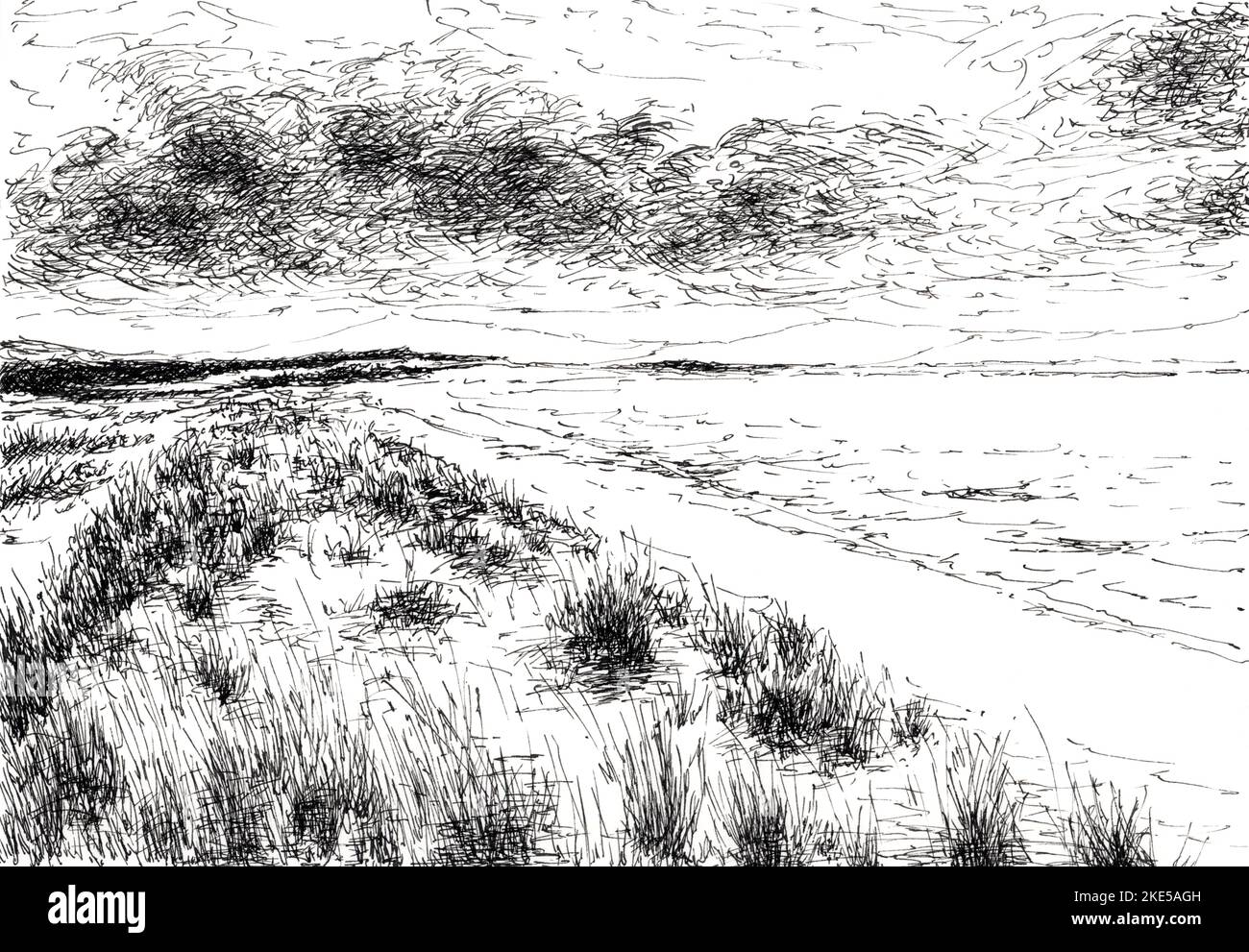 Black and white coastline drawing hi-res stock photography and images ...