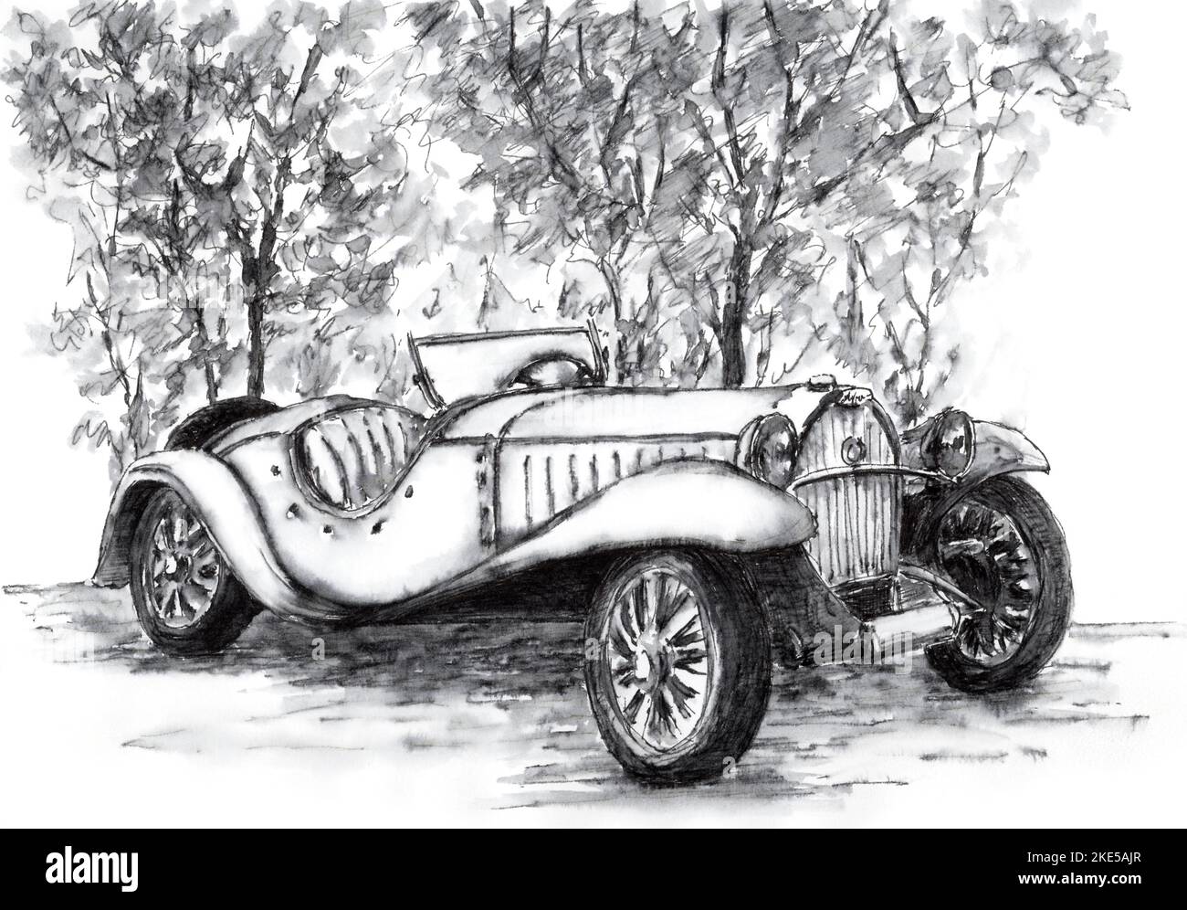 Pencil sketch of old car hi-res stock photography and images - Alamy