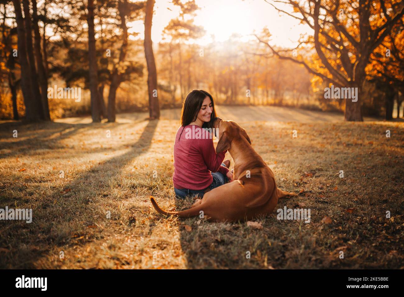 woman and Rhodesian Ridgeback Stock Photo - Alamy