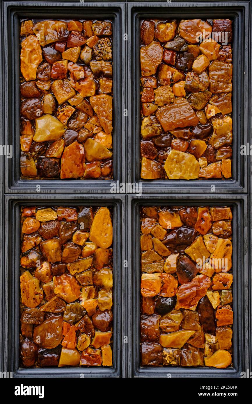 Background, amber stone in a wooden window frame Stock Photo - Alamy