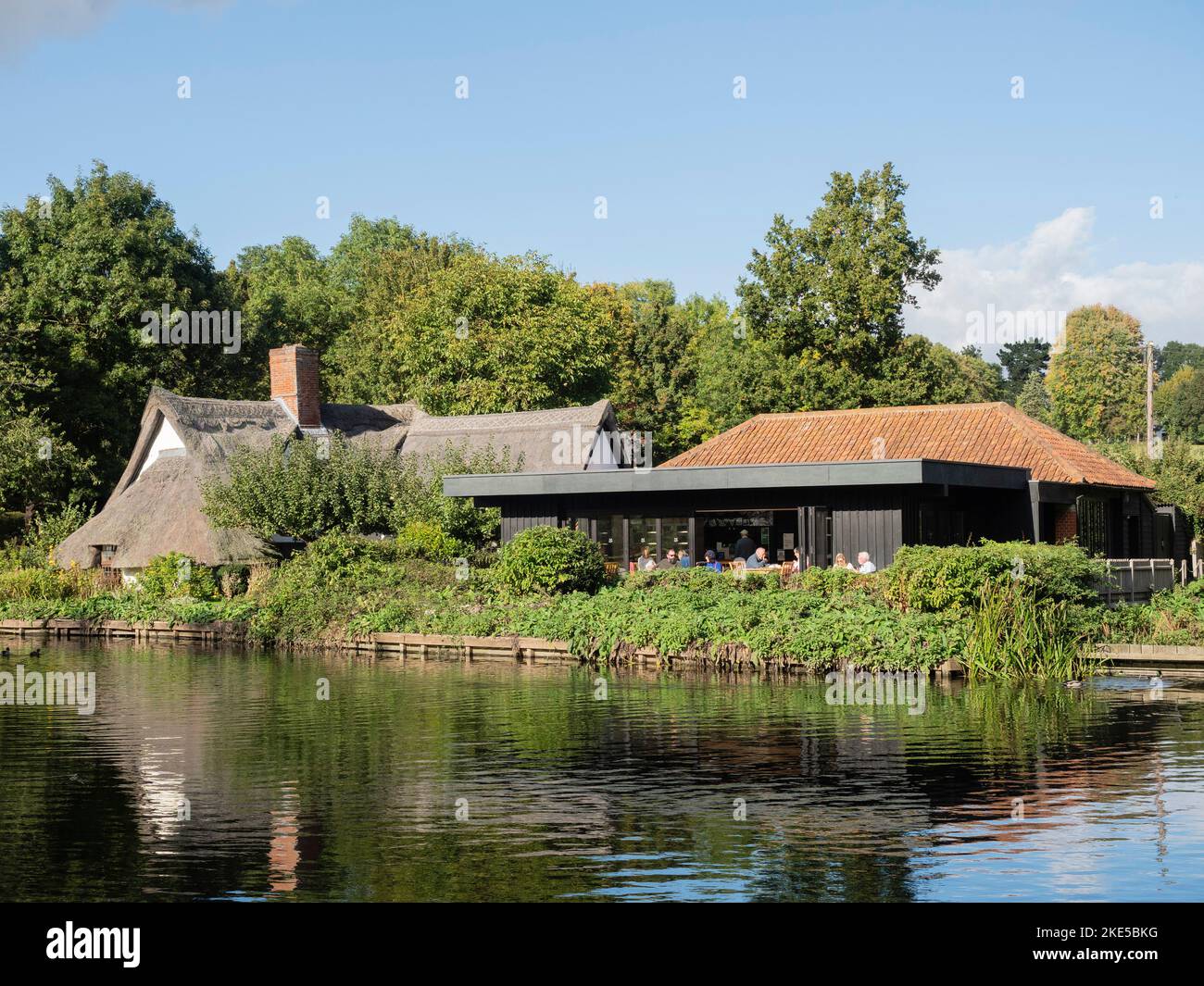 Tea Room by the River Stour, Flatford, Suffolk, England, UK Stock Photo ...