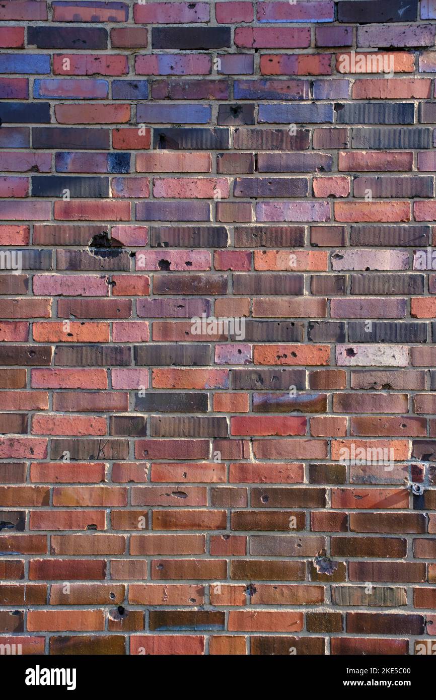 Background, brick wall made old German red burnt brick with traces ...