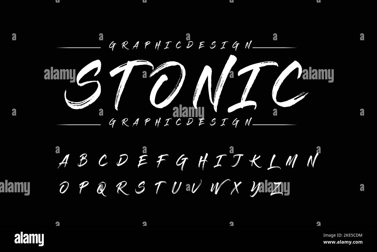 Stylish painted by a brush uppercase vector letters Stock Vector Image ...