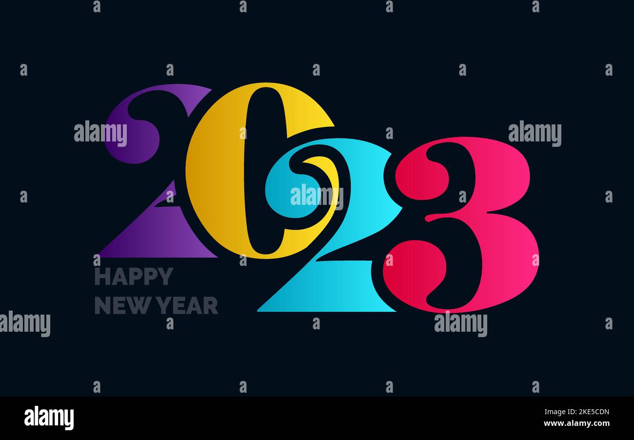 Happy New Year 2023 Text Design For Brochure Design Template Card