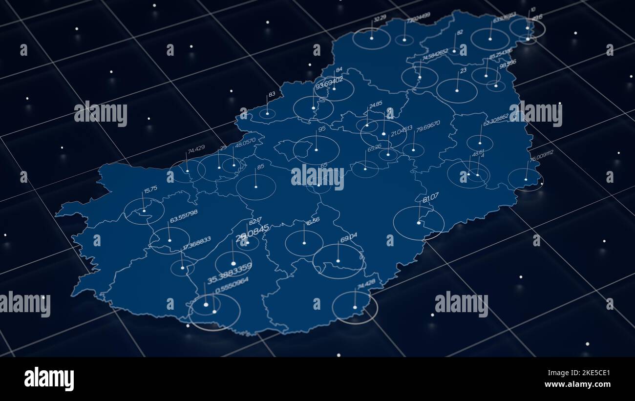 Hungary blue map big data visualization. Futuristic map infographic ...