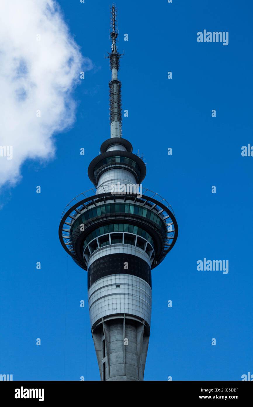 A vertical shot of the Auckland sky tower, New Zealand Stock Photo - Alamy