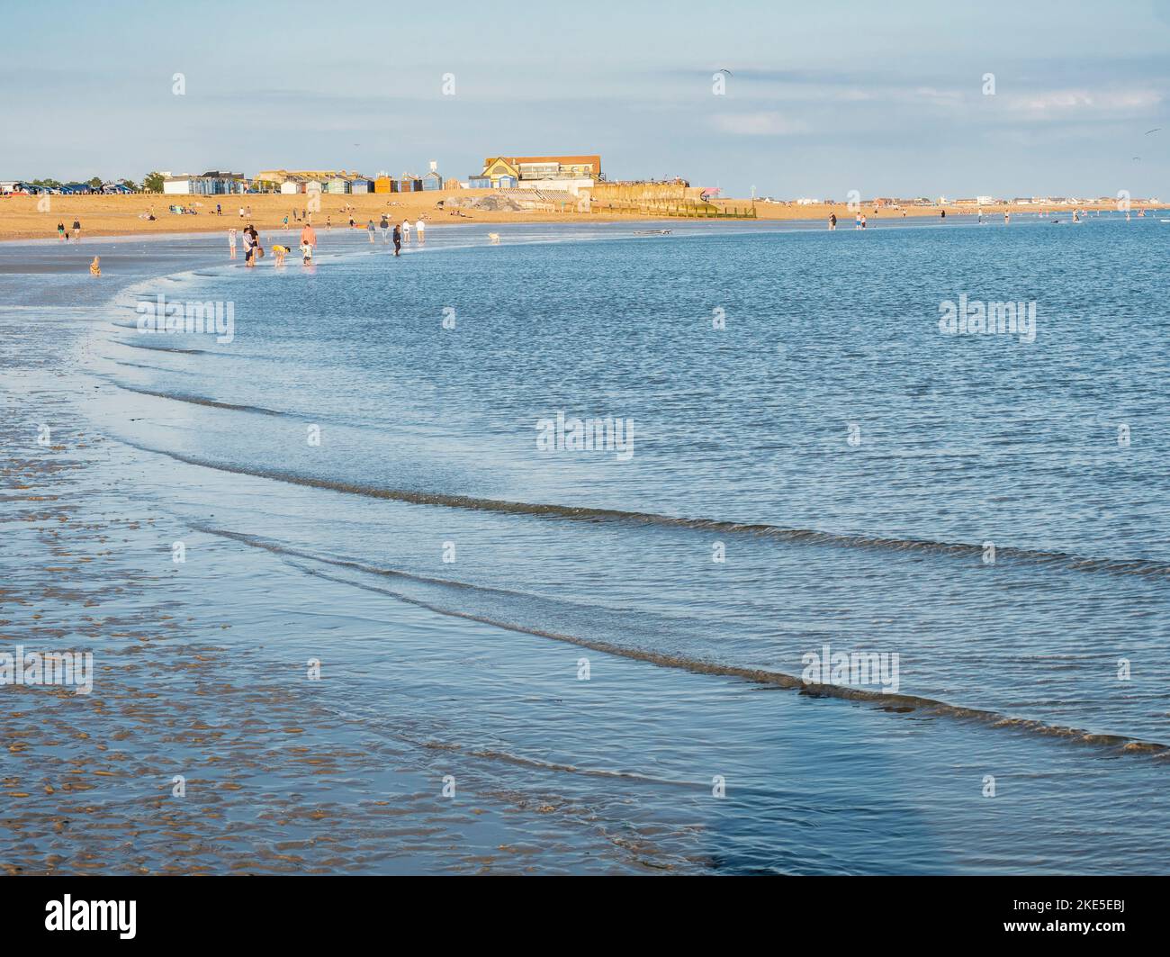 Summer evening on the beach, Hayling Island, Hampshire, England Stock ...