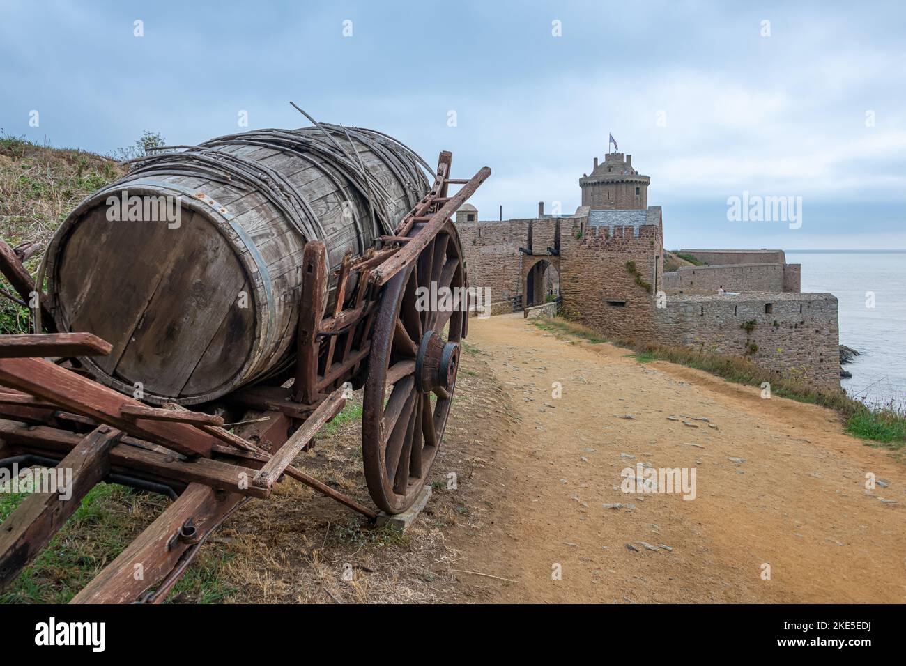 Beautiful old castle Fort La Latte is located on a peninsula and the ...