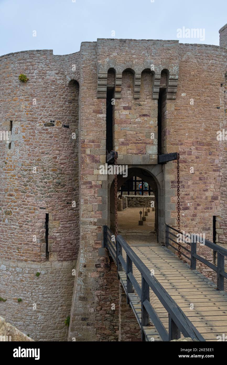 Beautiful old castle Fort La Latte is located on a peninsula and the ...