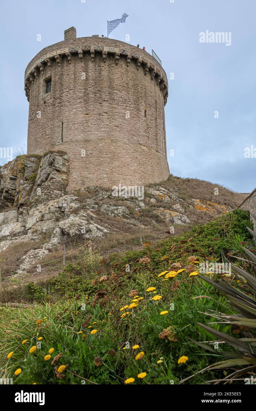 Beautiful old castle Fort La Latte is located on a peninsula and the ...