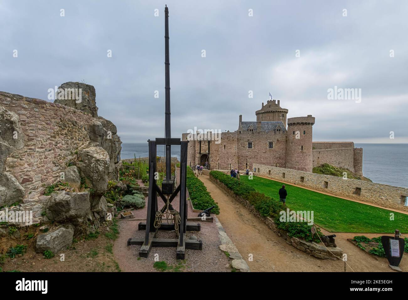 Beautiful old castle Fort La Latte is located on a peninsula and the ...