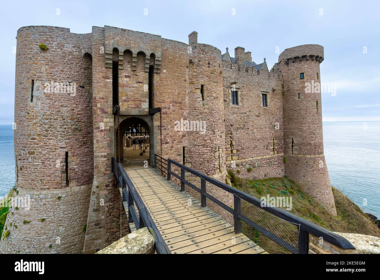 Beautiful old castle Fort La Latte is located on a peninsula and the ...