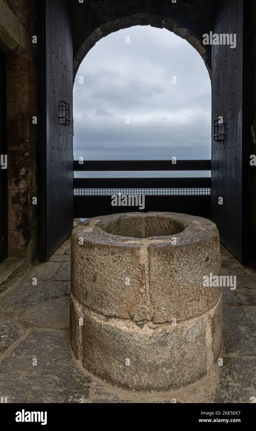 Beautiful old castle Fort La Latte is located on a peninsula and the ...