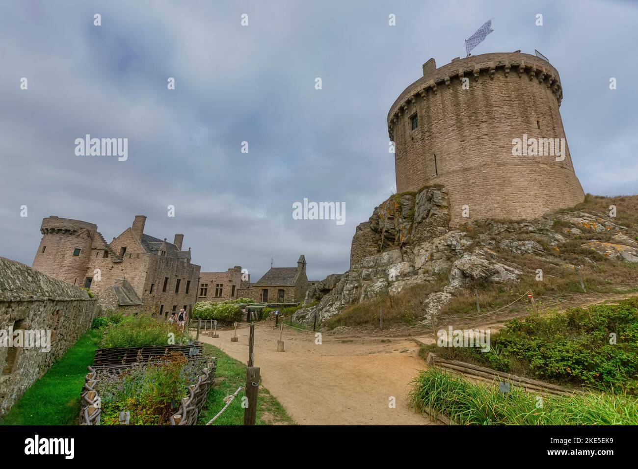 Beautiful old castle Fort La Latte is located on a peninsula and the ...
