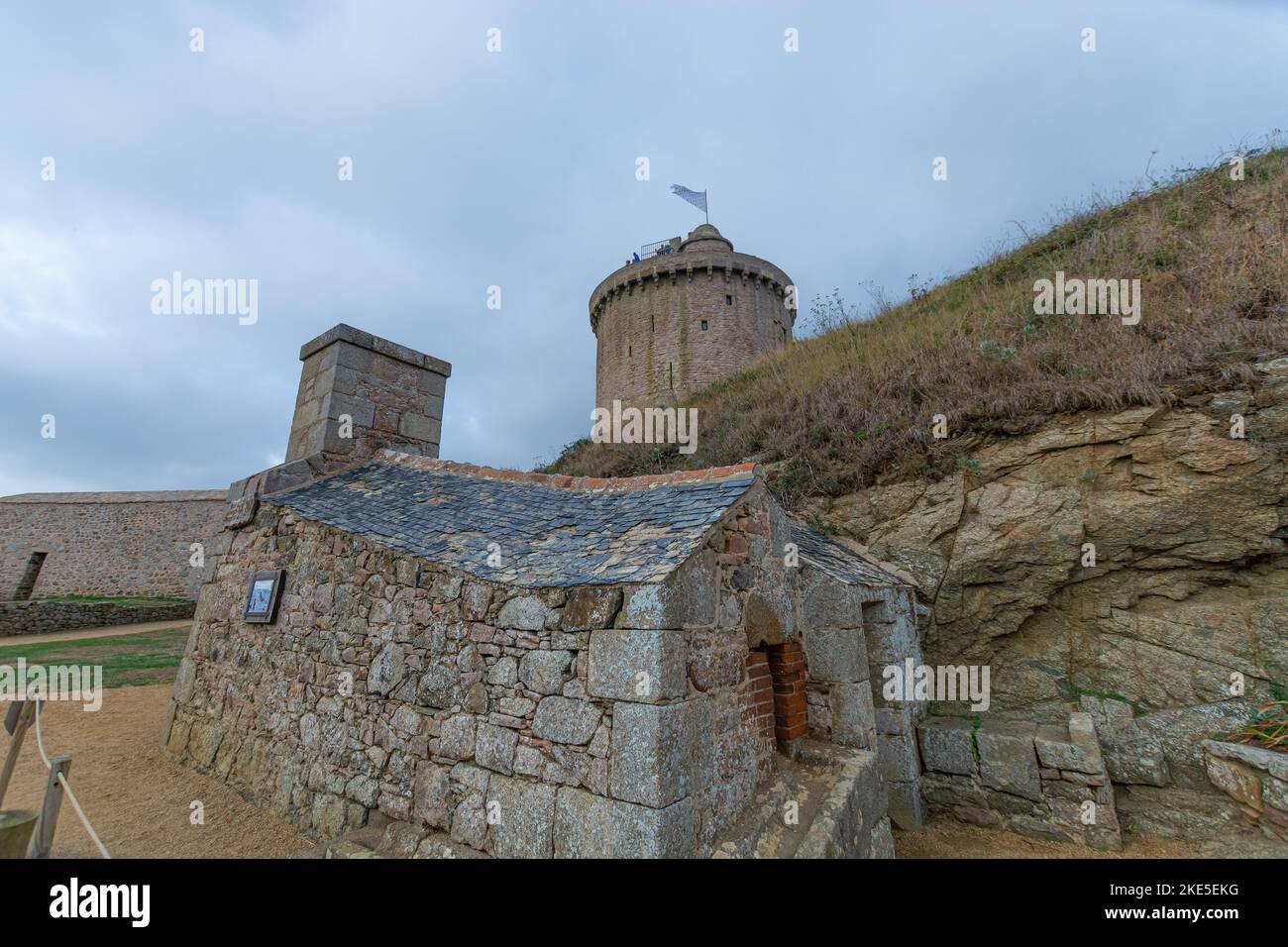 Beautiful old castle Fort La Latte is located on a peninsula and the ...