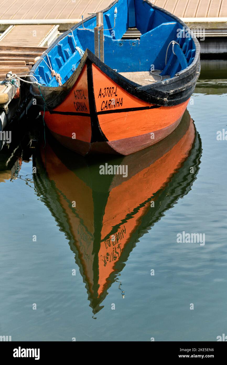 colorful typical Boats in the fishing harbor of Torreira, near Aveiro ...
