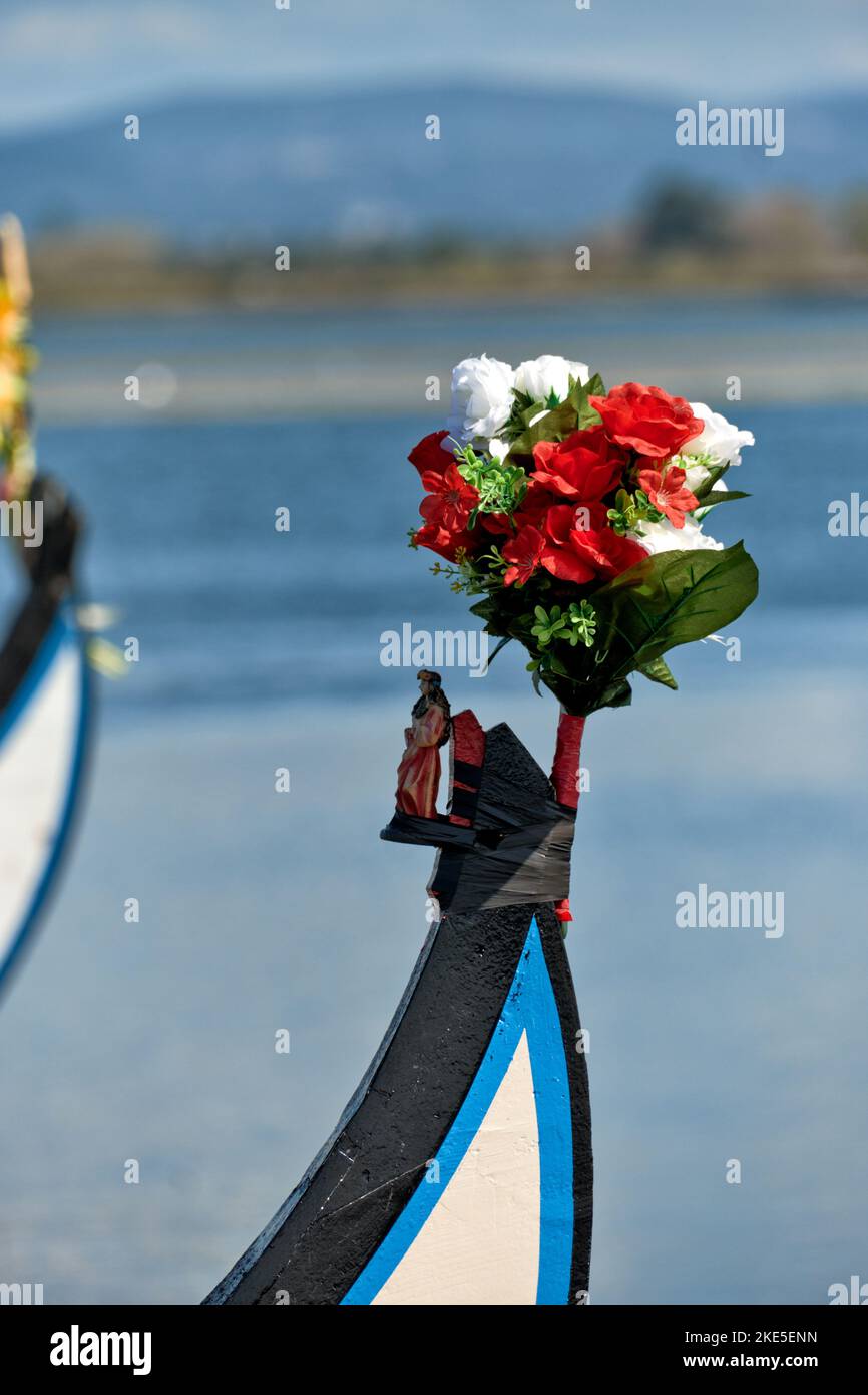 colorful typical Boats in the fishing harbor of Torreira, near Aveiro ...