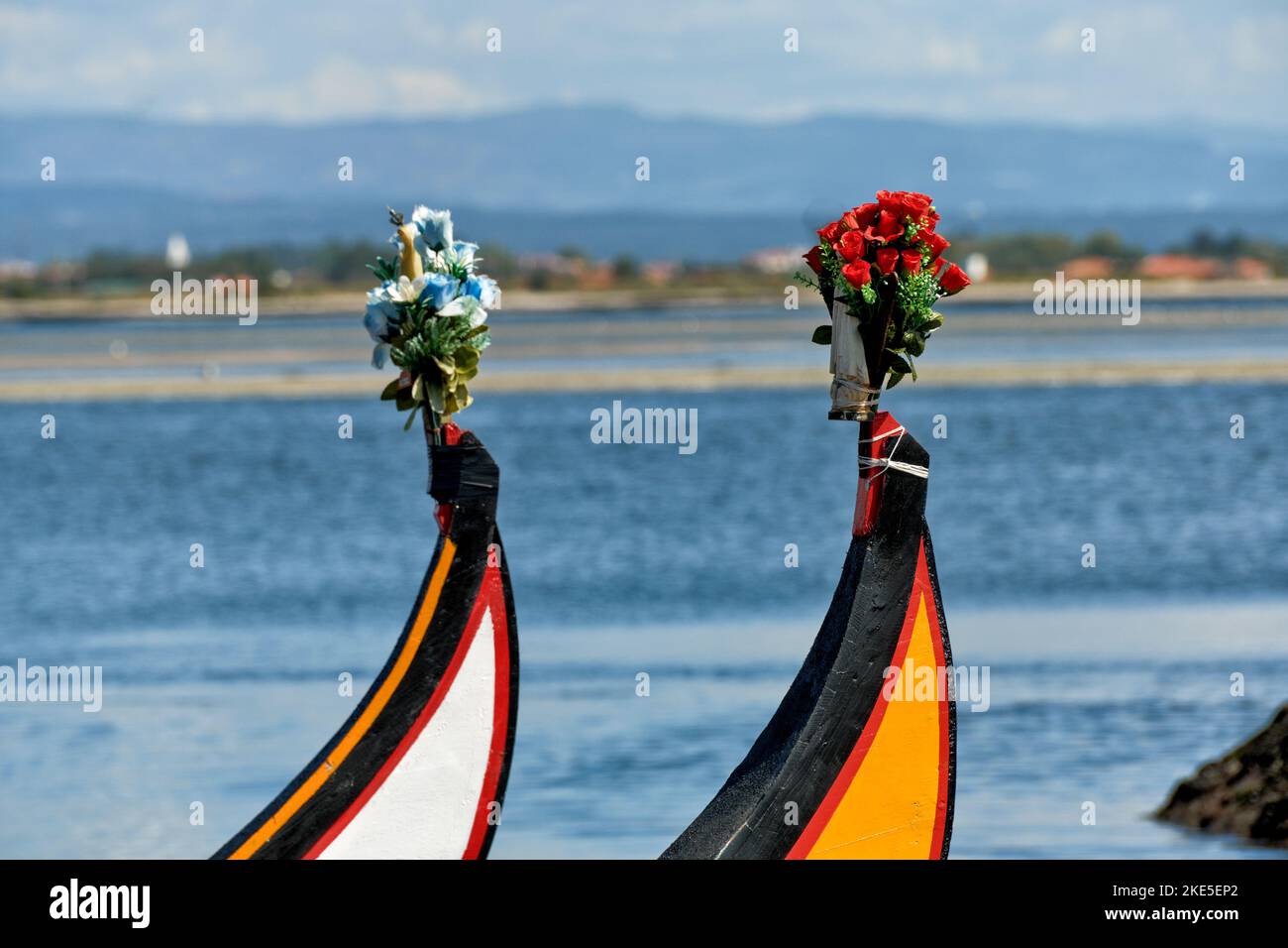 colorful typical Boats in the fishing harbor of Torreira, near Aveiro ...