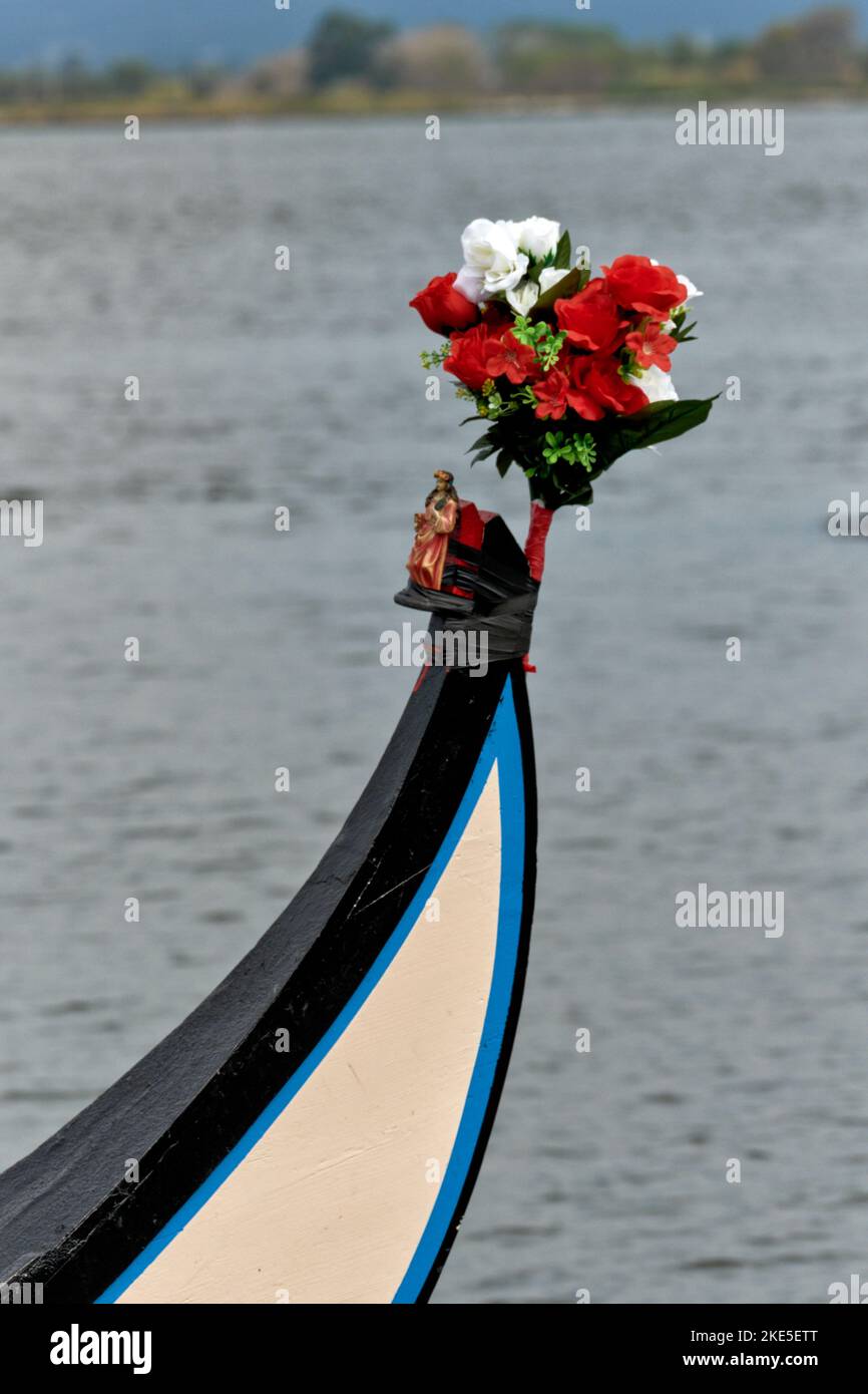 colorful typical Boats in the fishing harbor of Torreira, near Aveiro ...