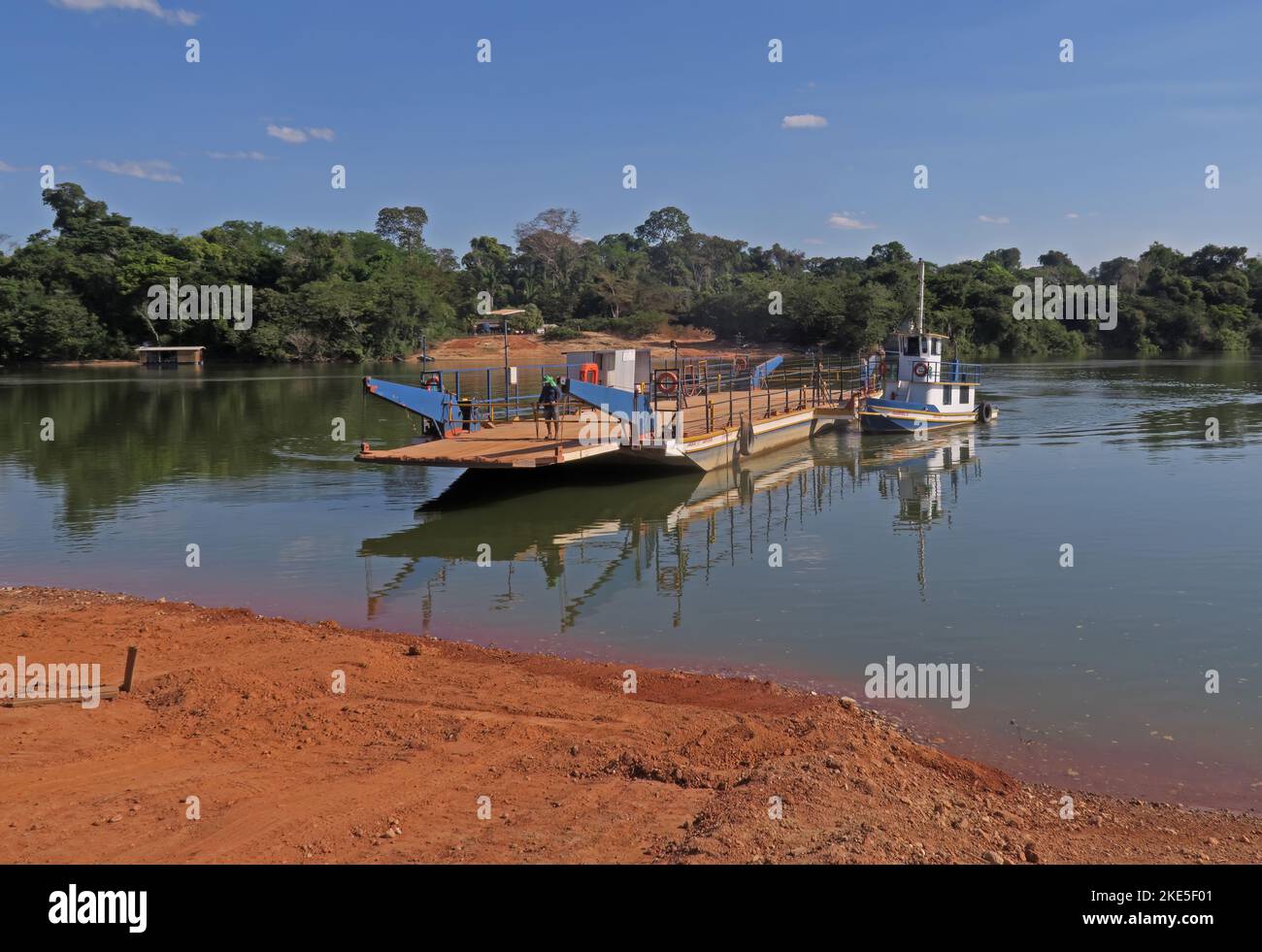 river ferry powered by tug boat Mato Grosso, Brazil July Stock Photo ...