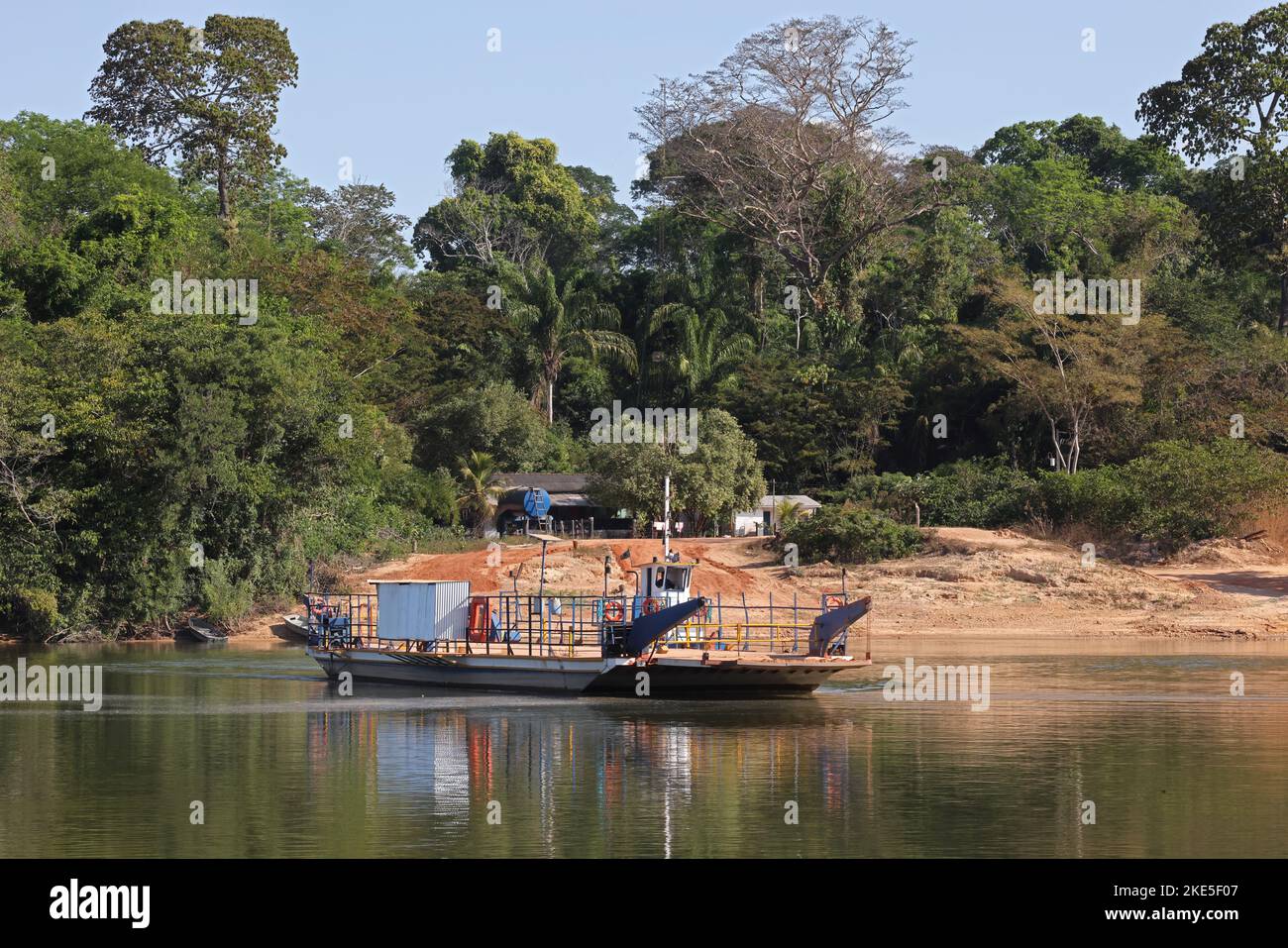 river ferry powered by tug boat Mato Grosso, Brazil July Stock Photo ...