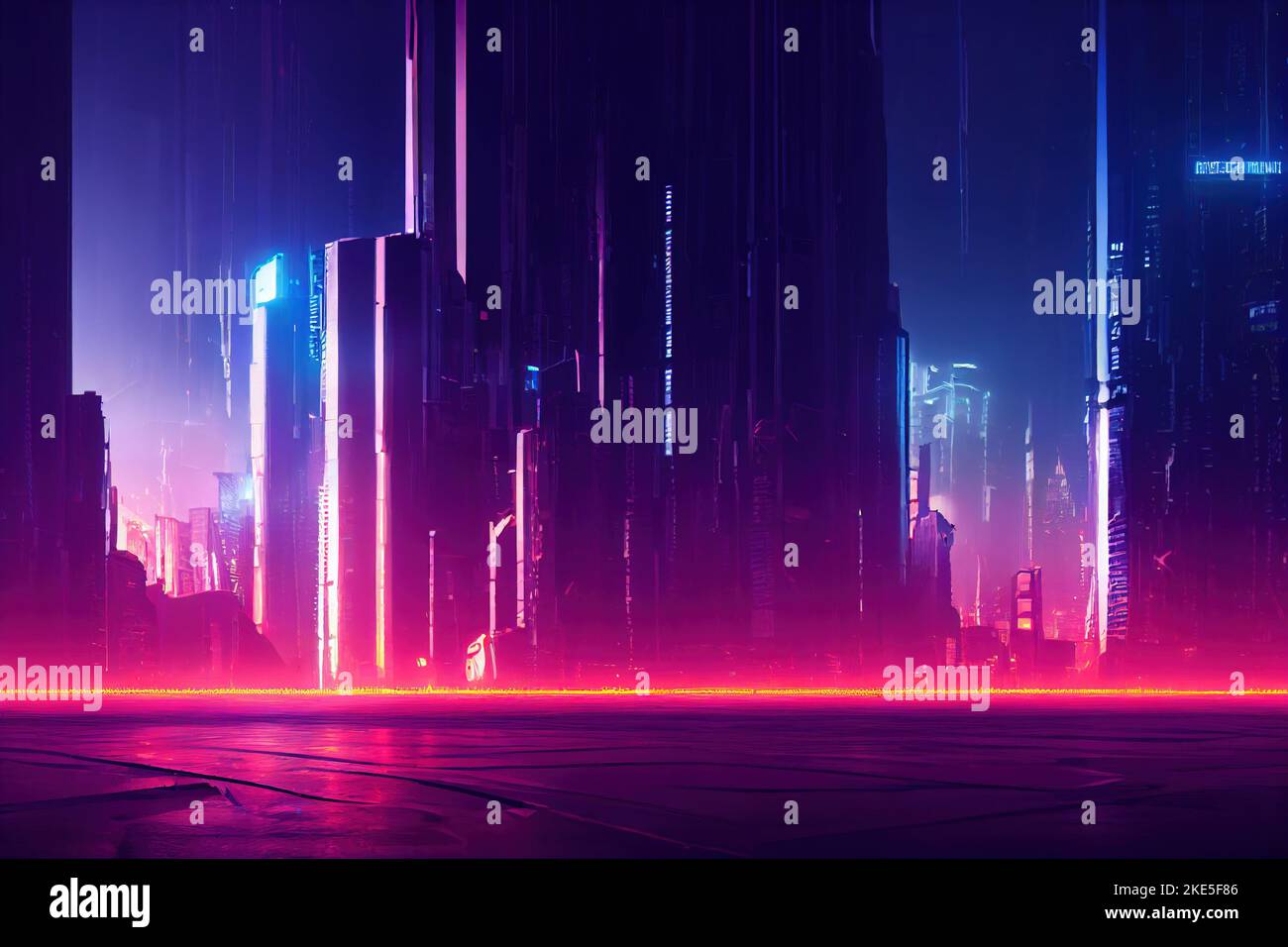 Cyberpunk futuristic city .Future fantasy with neon signs and lights ...