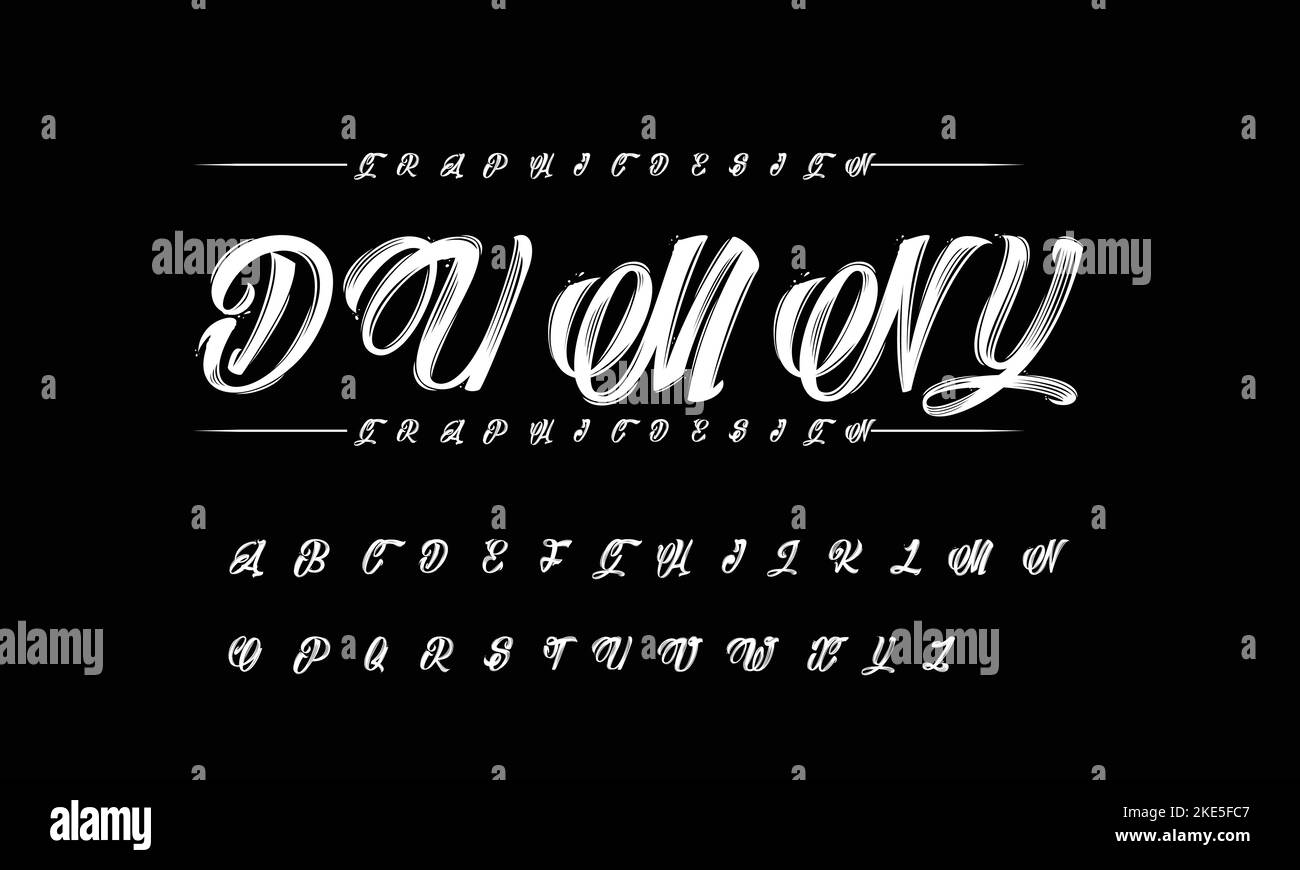 Stylish painted by a brush uppercase vector letters Stock Vector Image ...