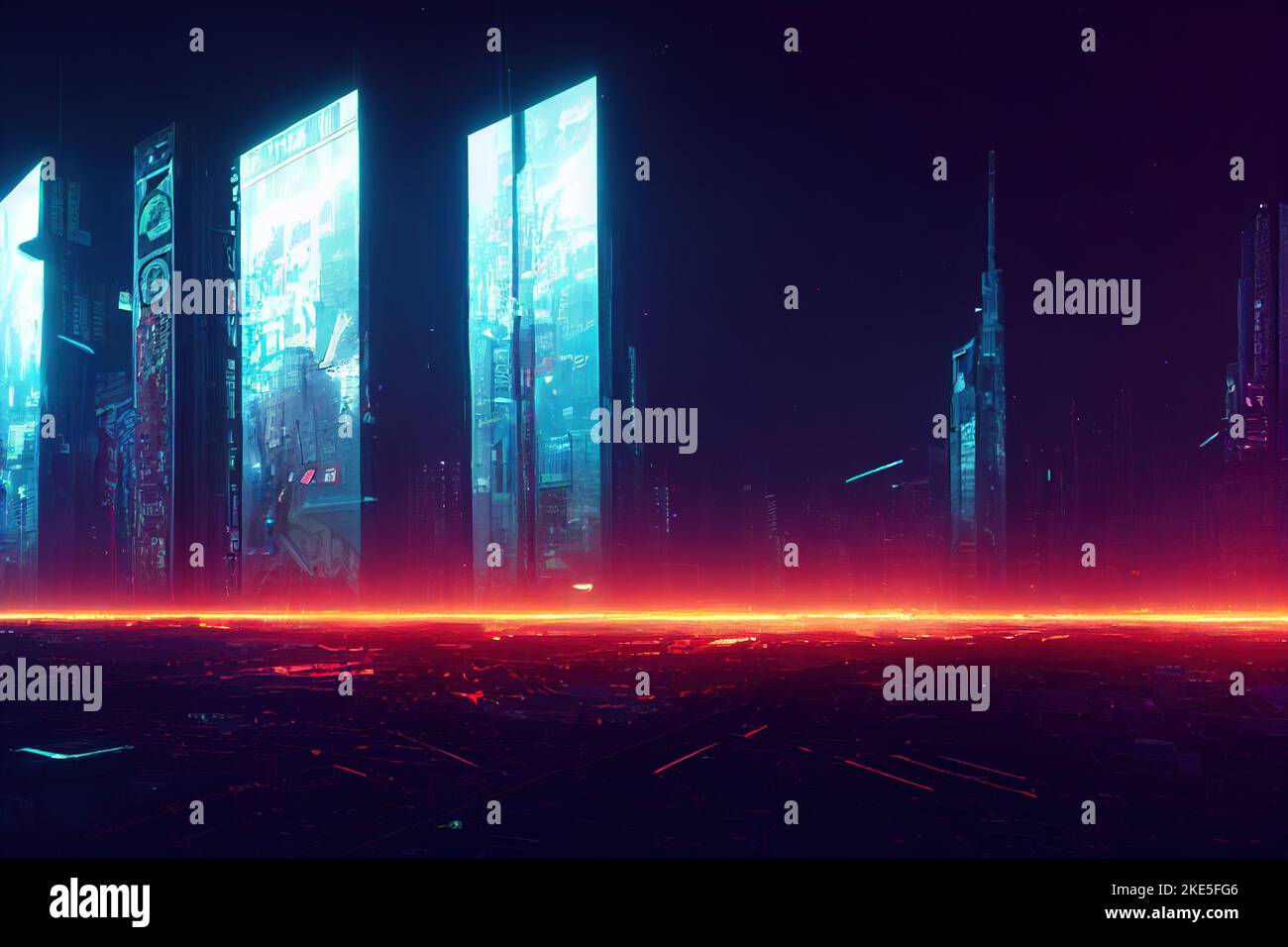 Cyberpunk futuristic city .Future fantasy with neon signs and lights ...