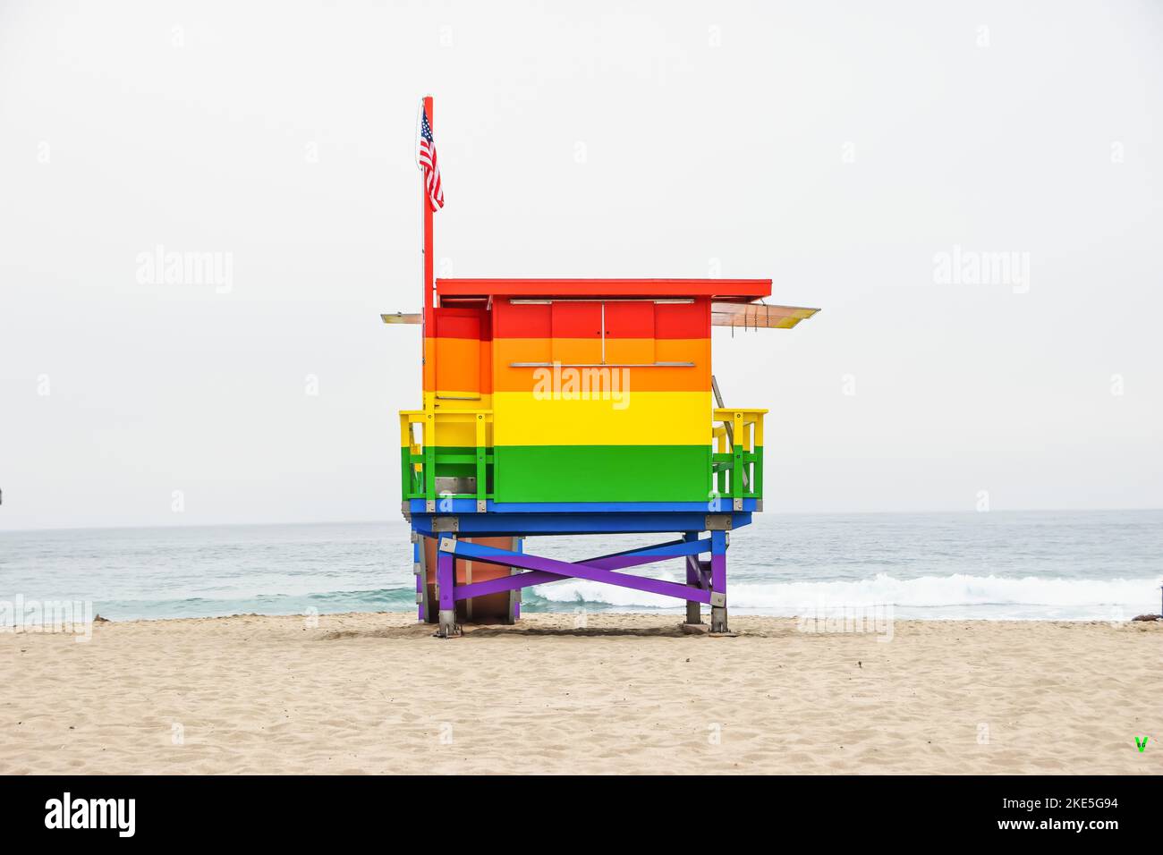 A Lifeguard tower painted in rainbow colors in honor of LGBT Pride and ...