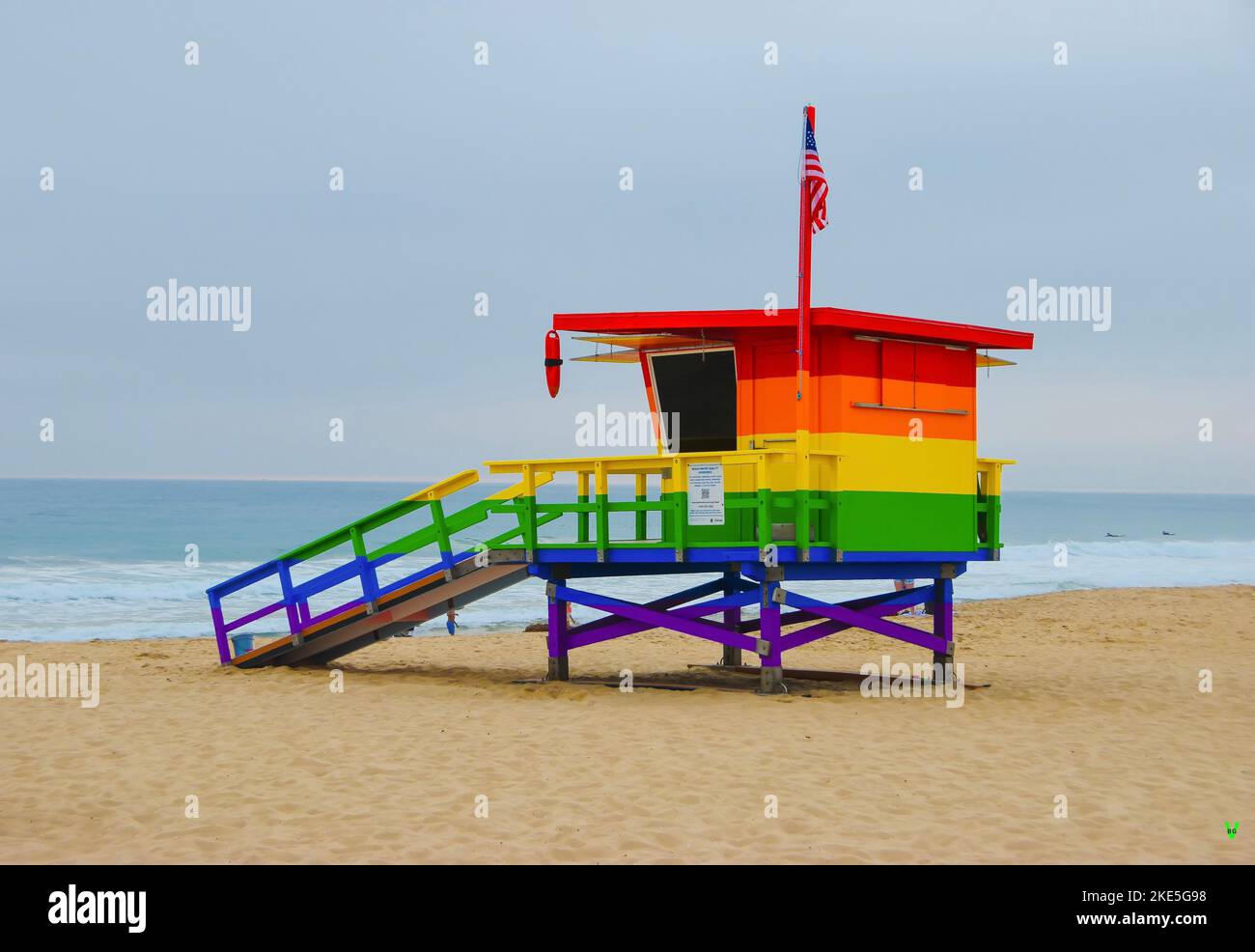 A Lifeguard tower painted in rainbow colors in honor of LGBT Pride and ...