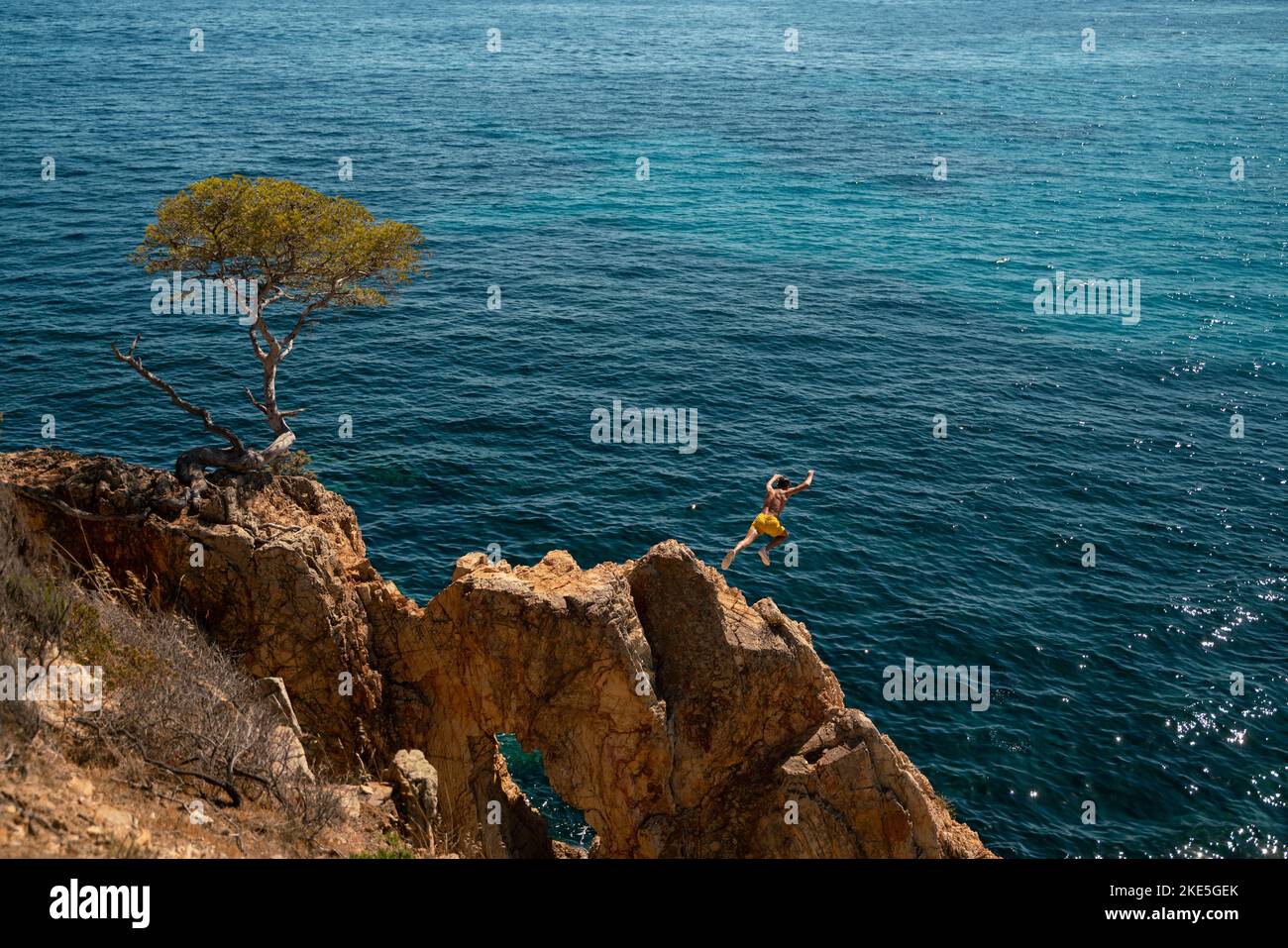 A high angle shot of a cliffy seashore Stock Photo - Alamy