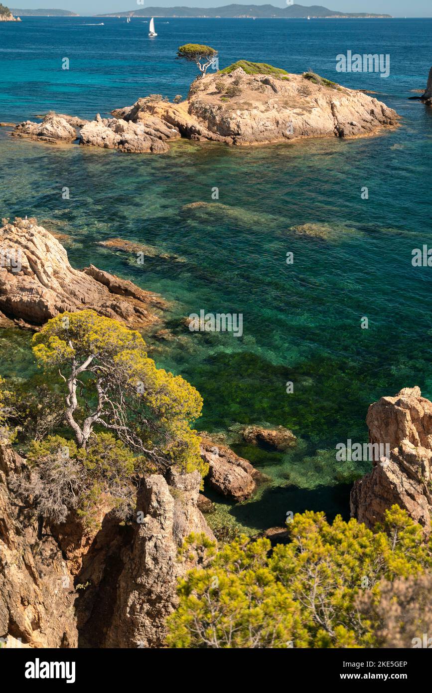 A vertical shot of a cliffy seashore Stock Photo - Alamy