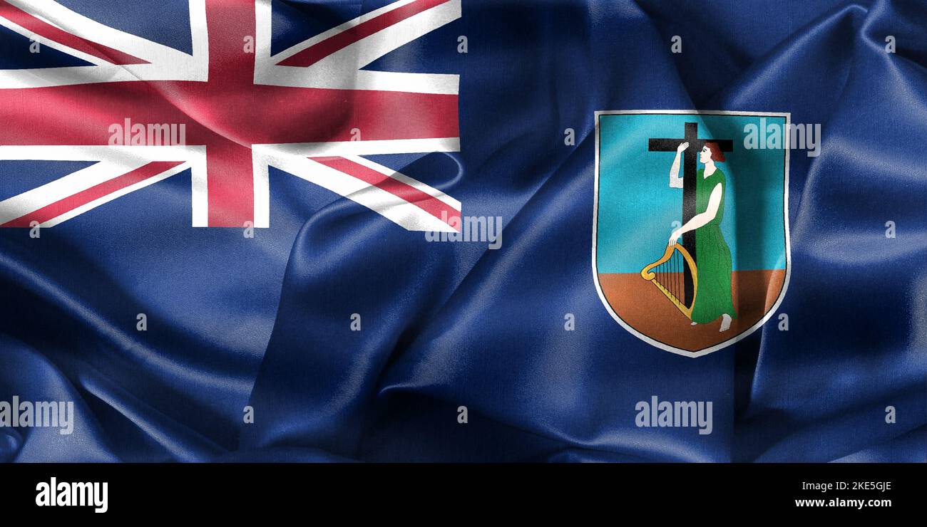 Montserrat flag - realistic waving fabric flag Stock Photo - Alamy