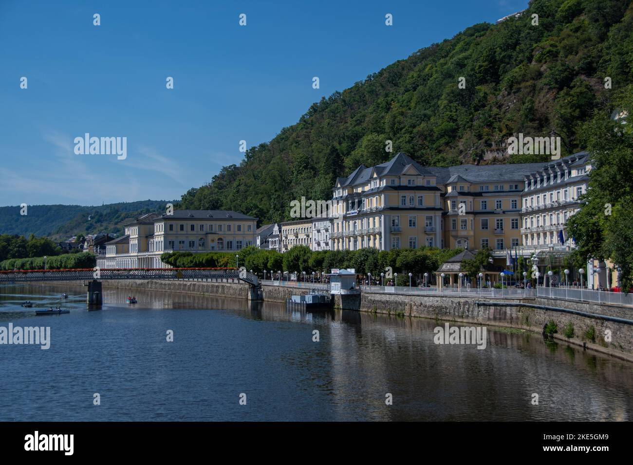Bad Ems, Germany 24 July 2022, The view from the station bridge to the ...
