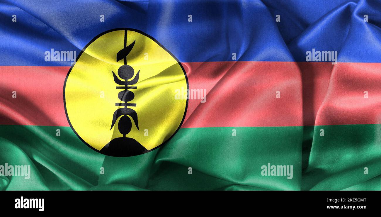 New Caledonia flag - realistic waving fabric flag Stock Photo - Alamy