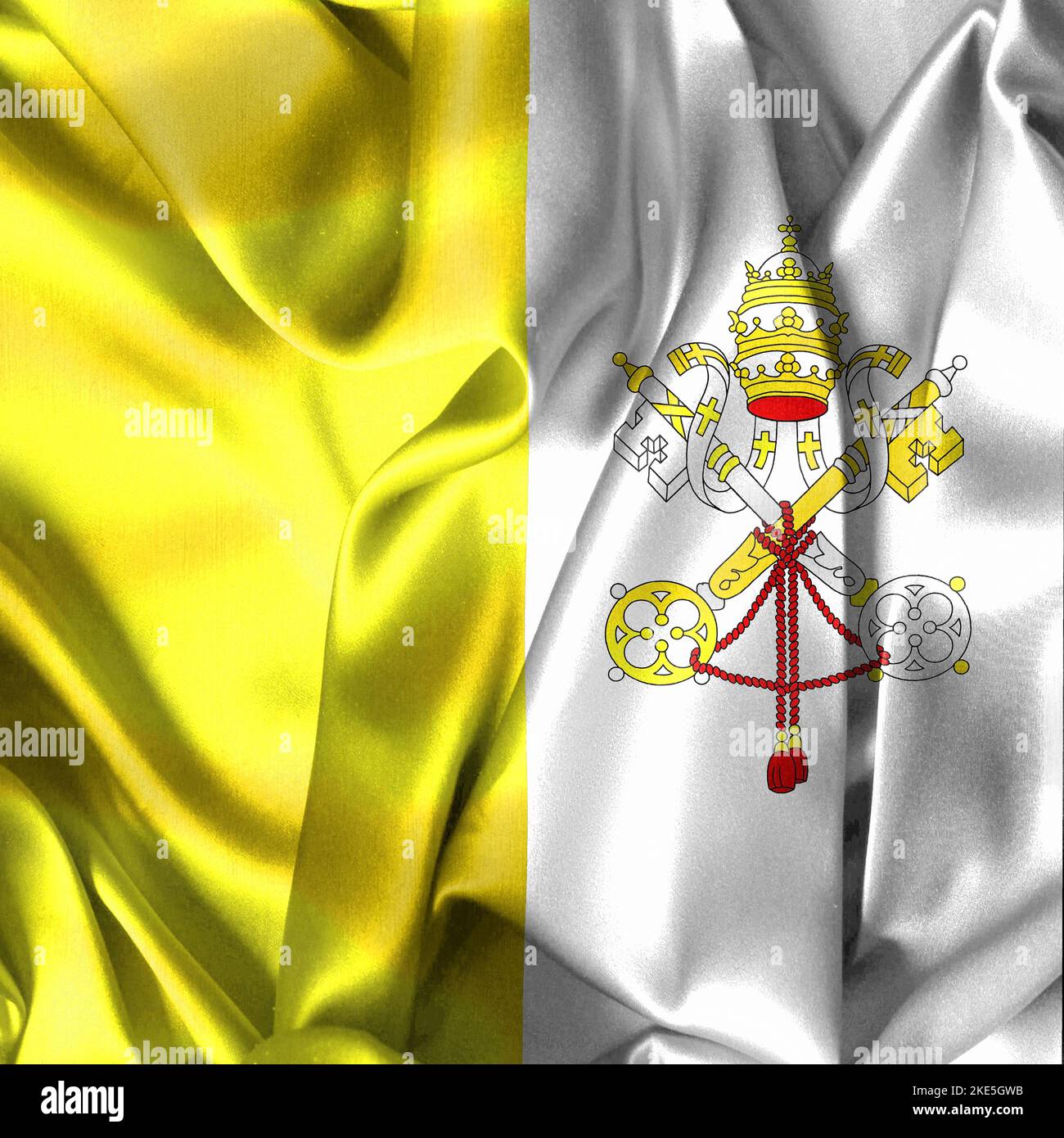 3D-Illustration of a Vatican City flag - realistic waving fabric flag ...