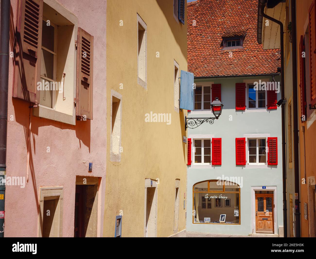 DELEMONT SWITZERLAND, JULY 5, 2022: historical Buildings in the city ...