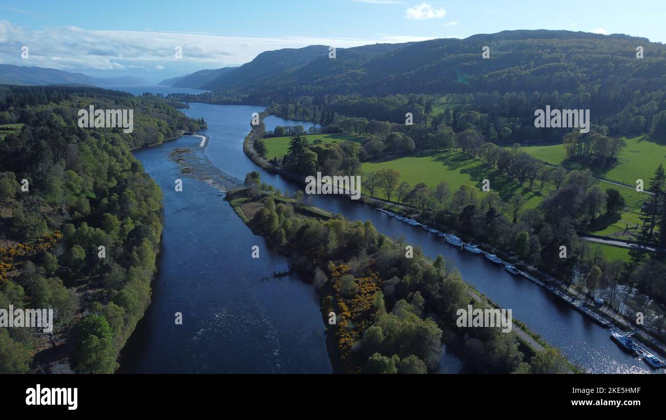 An aerial view of the Caledonian Canal in Scotland Stock Photo - Alamy