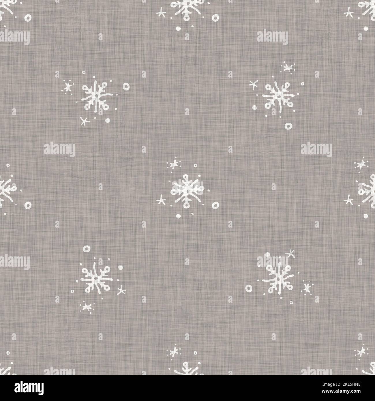 Seamless christmas snowflake woven linen pattern. Two tone seasonal ...
