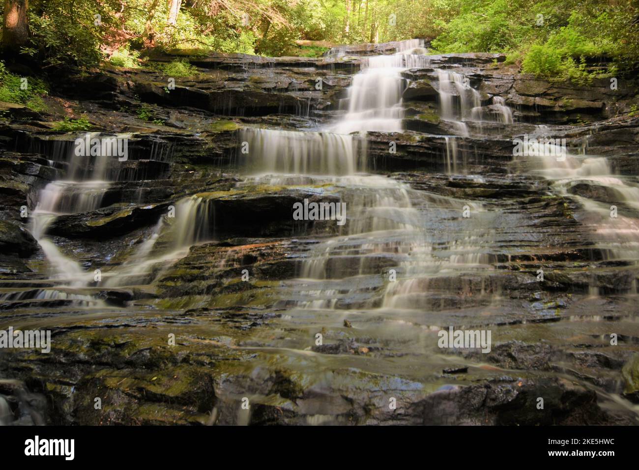 A long exposure shot of a rocky waterfall Stock Photo - Alamy