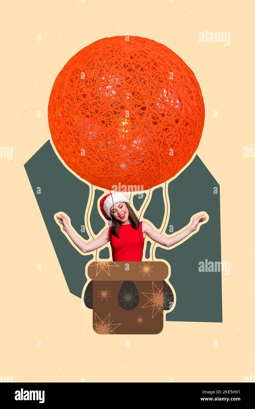 Vertical creative collage illustration of funny carefree positive girl ...