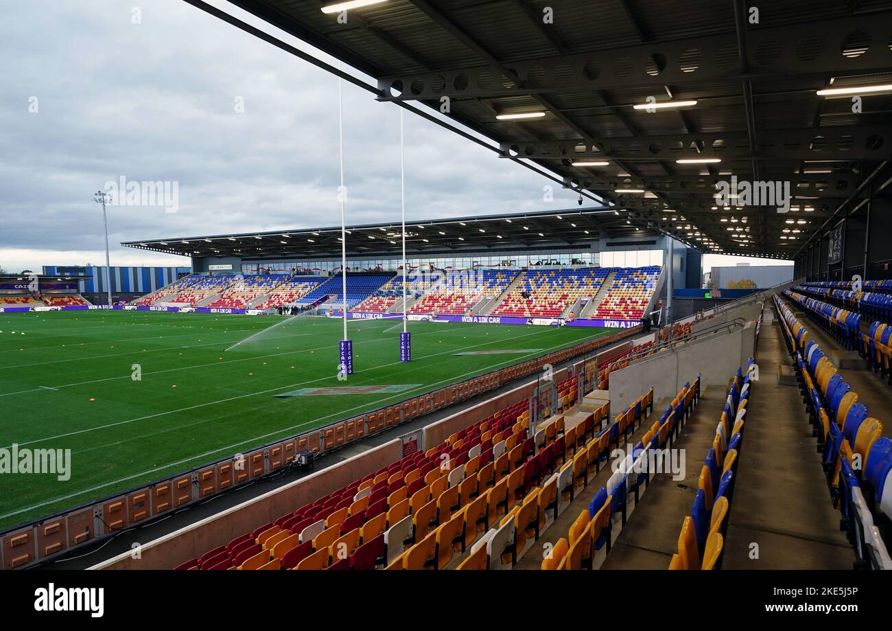 A general view of the pitch ahead of the Women's Rugby League World Cup ...