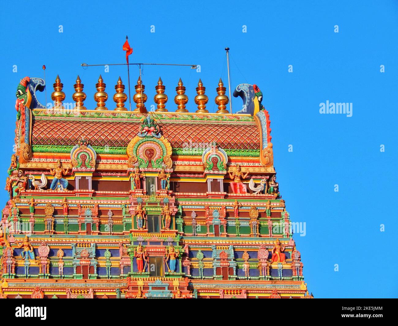 Colorful Sringeri Temple in Chikamaglur District of Karnataka State India. People all over the ...
