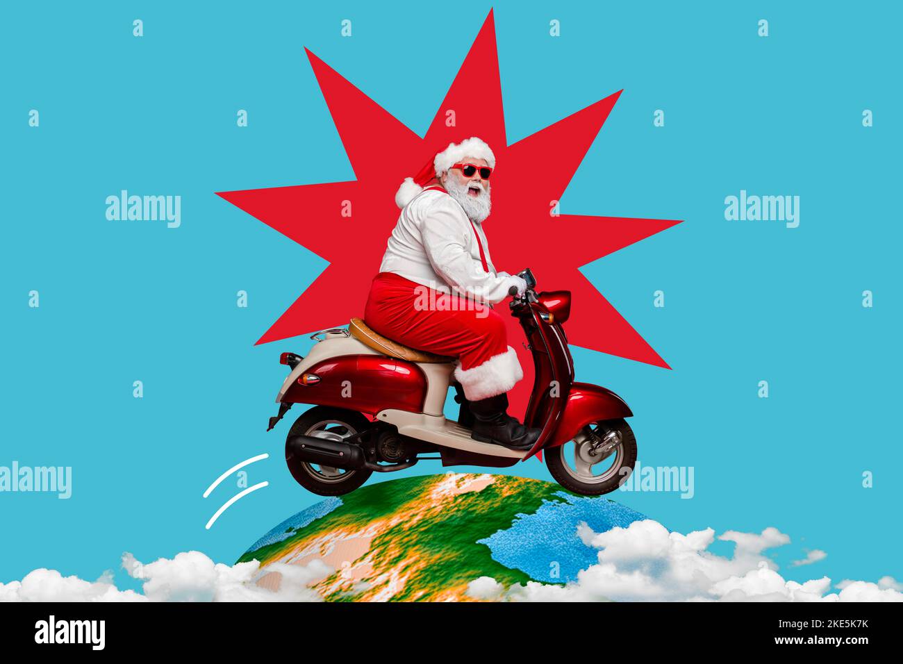 Creative photo 3d collage artwork poster postcard of funky grandpa ...