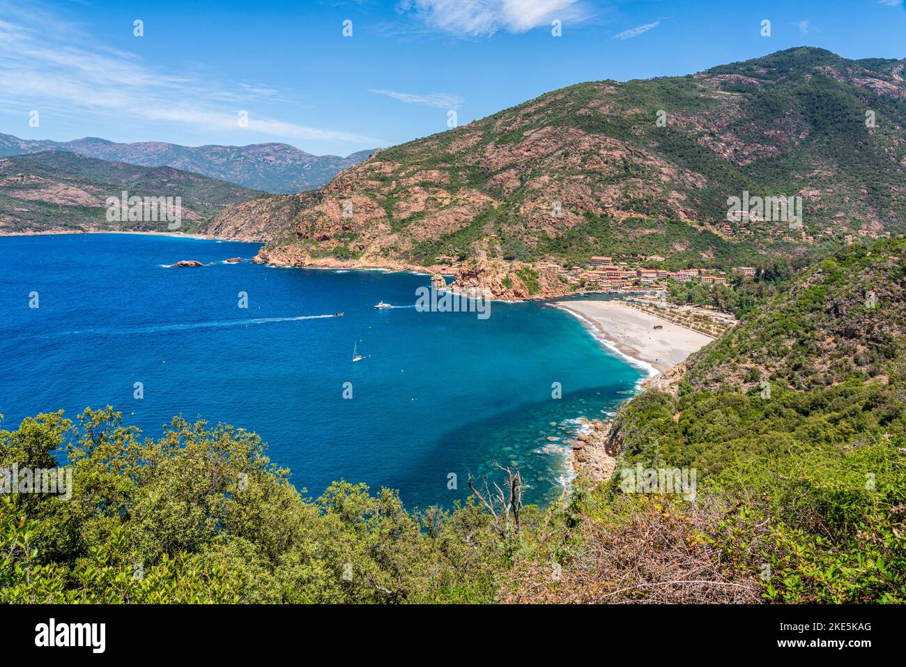 Beautiful seascape with the village of Porto. Corse, France Stock Photo ...
