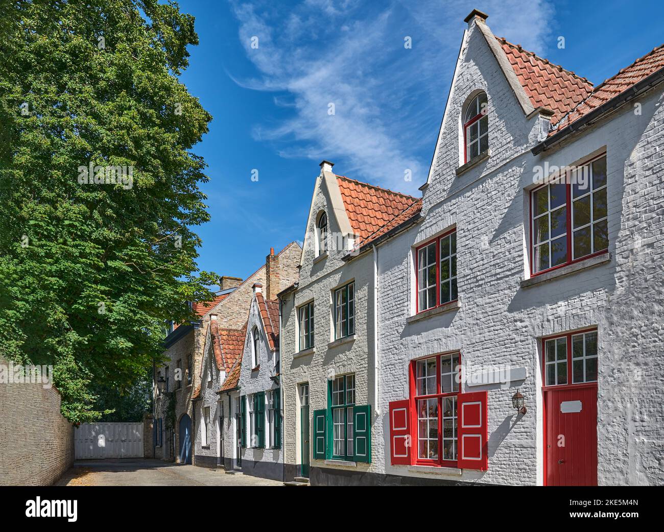 Bruges, Belgium,the traditional houses of charity in the old town nex ...