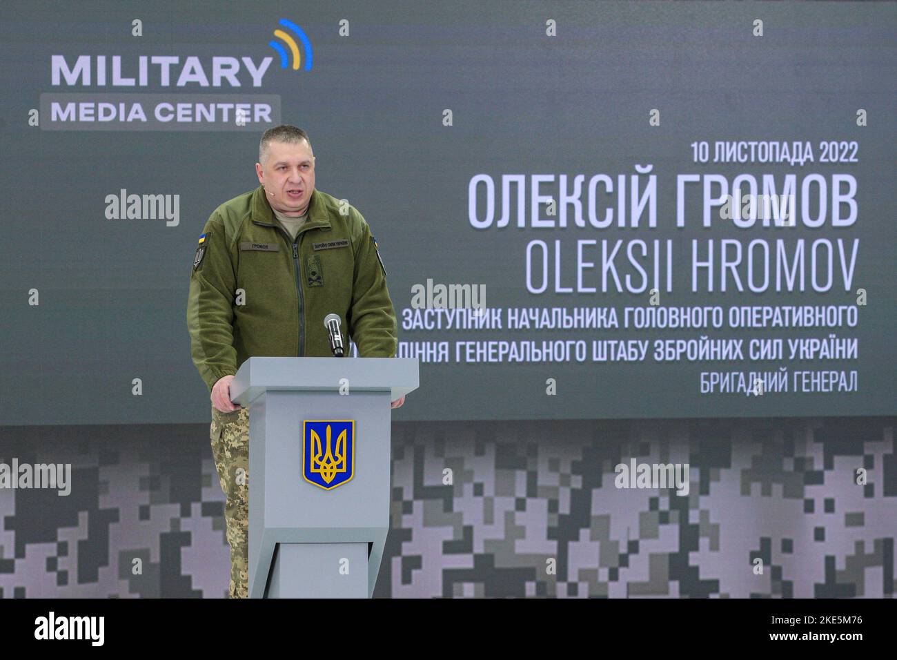 KYIV, UKRAINE - NOVEMBER 10, 2022 - Deputy Head of the Main Operations Directorate of the ...